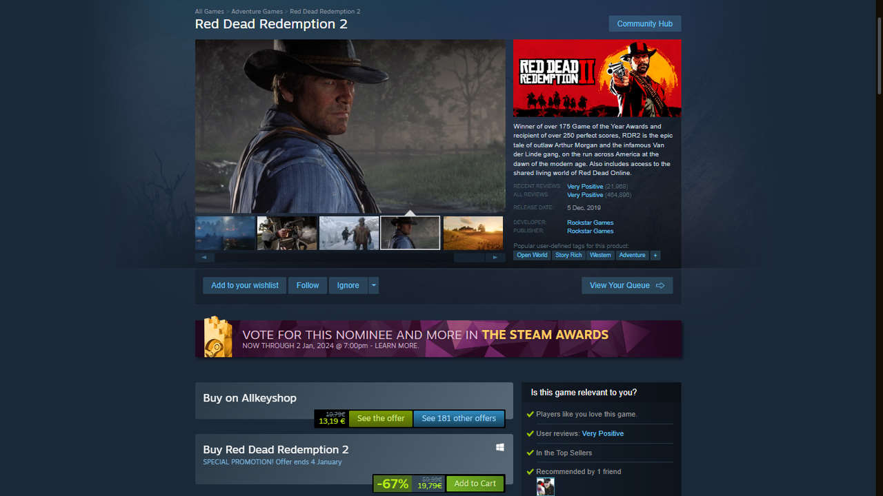 Red Dead Redemption 2: Historisch niedriger Preis auf Steam - Kaufen ...